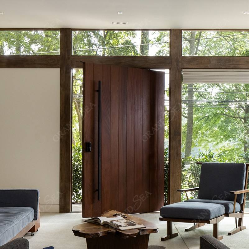 American Style Modern Oak Solid Wood Entrance Pivot Front Door Pivot ...
