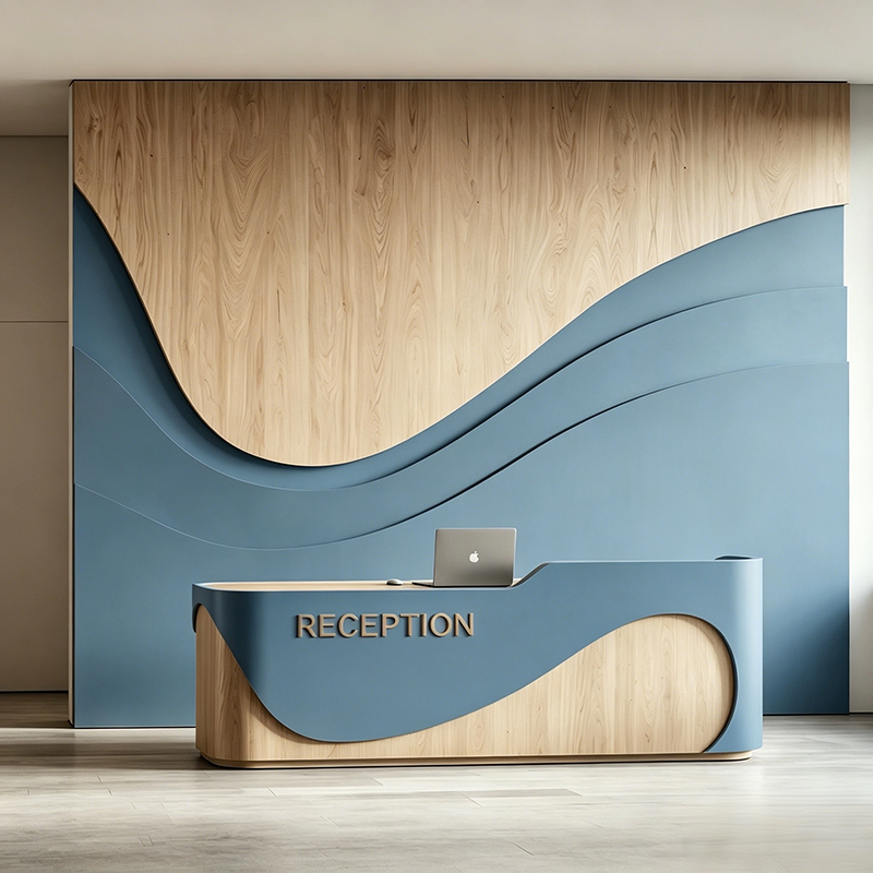 Customized Size and logo Beauty Salon Furniture Wooden Cashier Front ...
