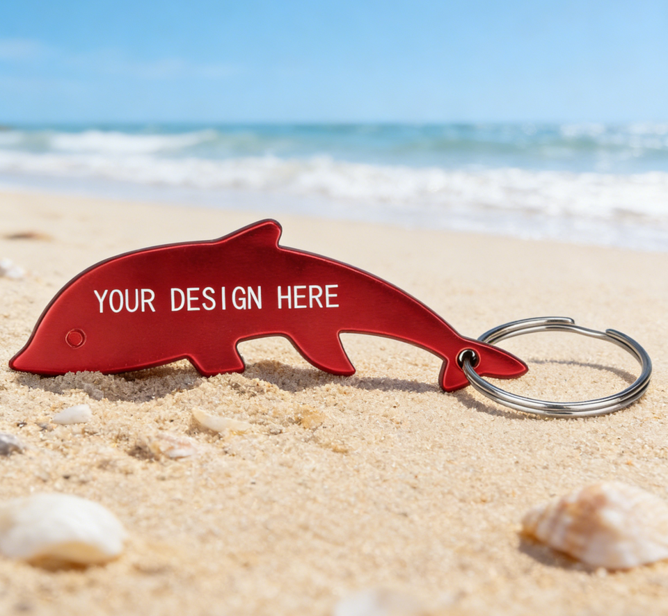 Custom Logo Silk Screen Printed Zinc Alloy Dolphin Shape Durable Beer ...