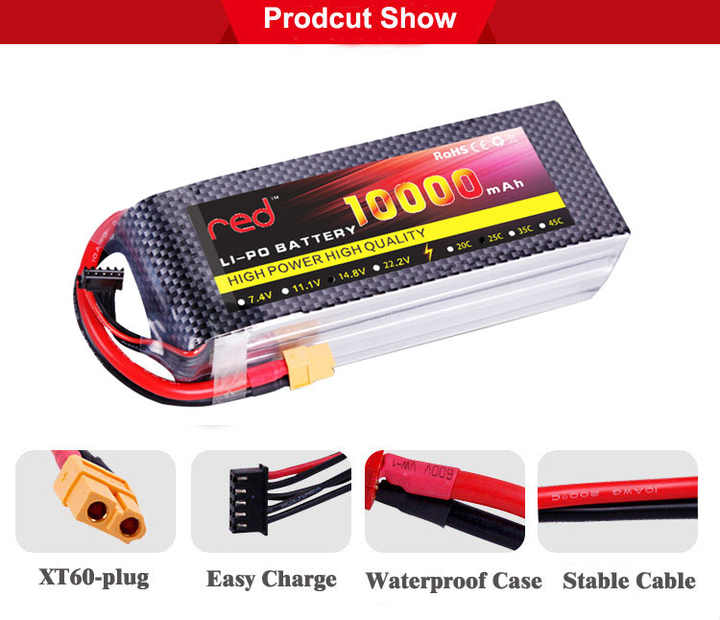 Lipo Battery 6S 10000mah 30C for RC Helicopter & Quadcopter