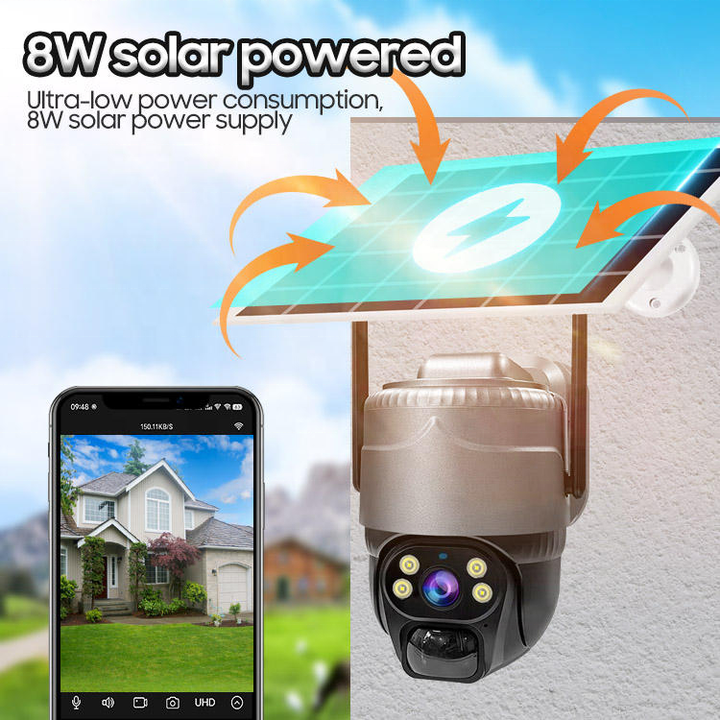 V380 Solar Powered PTZ IP Network Camera AOV 360 Degree PTZ Solar Camera PIR Alarm Waterproof ...