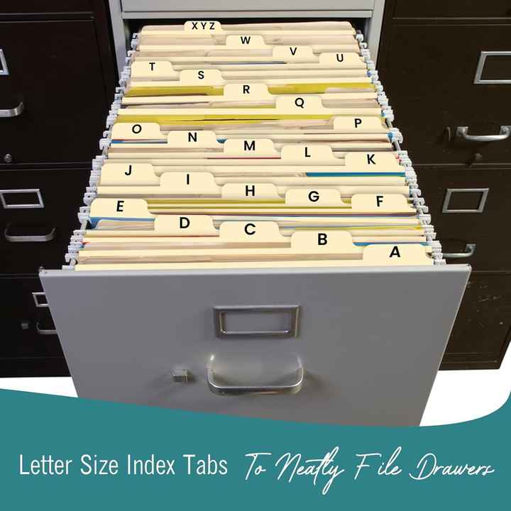 Alphabet Dividers Letter Size File Dividers Cut Tab Positions File Cabinet Dividers and Desk ...