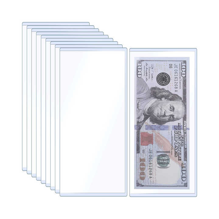 Transparent Clear PVC Hard Plastic Dollar Money Bill Sleeves