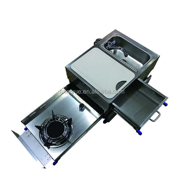 Stainless Steel Single Burner Drawer Gas Stove with Sink Faucet for RV ...