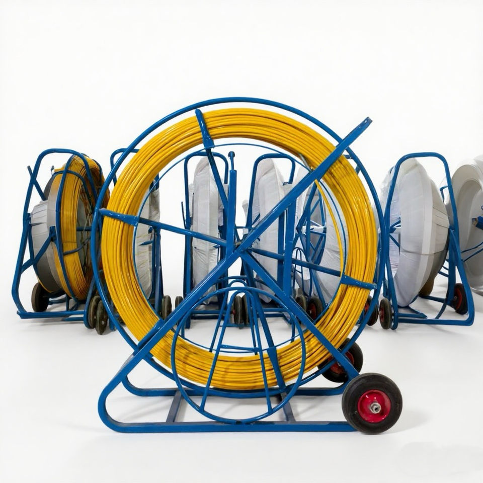 Fiberglass FRP Snake Rod Cable Duct Rod with Cage and Wheel Bracket 1m ...