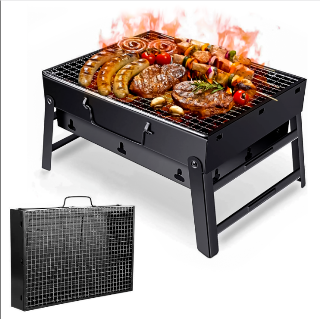 Portable BBQ Charcoal Grill Outdoor Folding Notebook Charcoal BBQ Grill ...