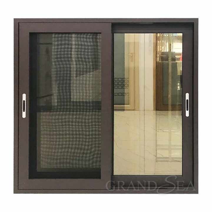 Brown Color Aluminum Sliding Windows - Thermal Insulation