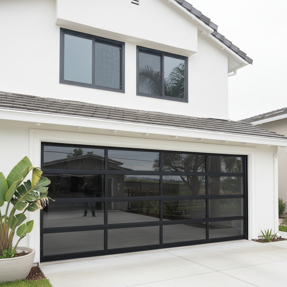 Factory Direct Modern Steel Glass Door Automatic Anti-Theft Garage Door ...