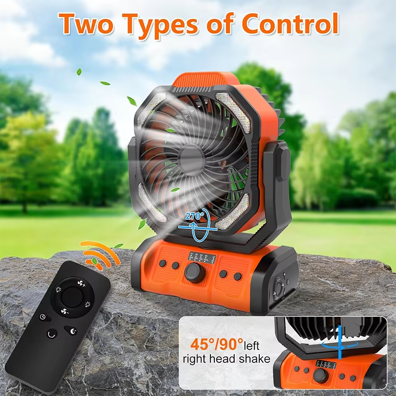 Camping Fan 20000mAh Rechargeable Double Motor Bladeless Foldable ...