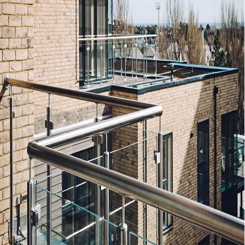 Aluminum U-channel for glass railing with accessories floor mounted or ...