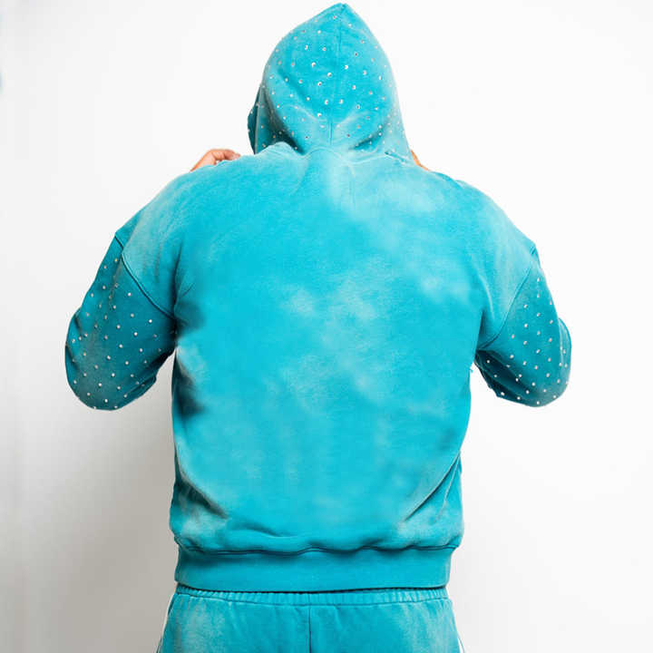 OEM Custom Heavyweight Sweatsuits Two Pieces Distressed Embroidery ...