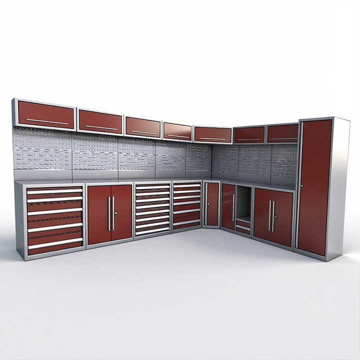Baona Corner Garage Tool Cabinet Workshop Storage Heavy Duty Steel ...