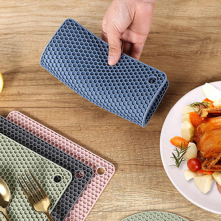 Custom Round Square Heat Resistant Honeycomb Silicone Hot Pot Holder ...