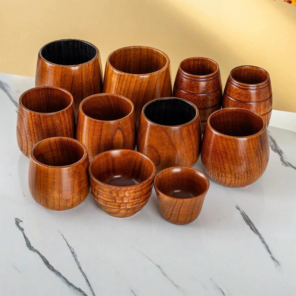 Customizable Logo Carbonized Sour Jujube Wood Cup Wide-Bellied Design ...