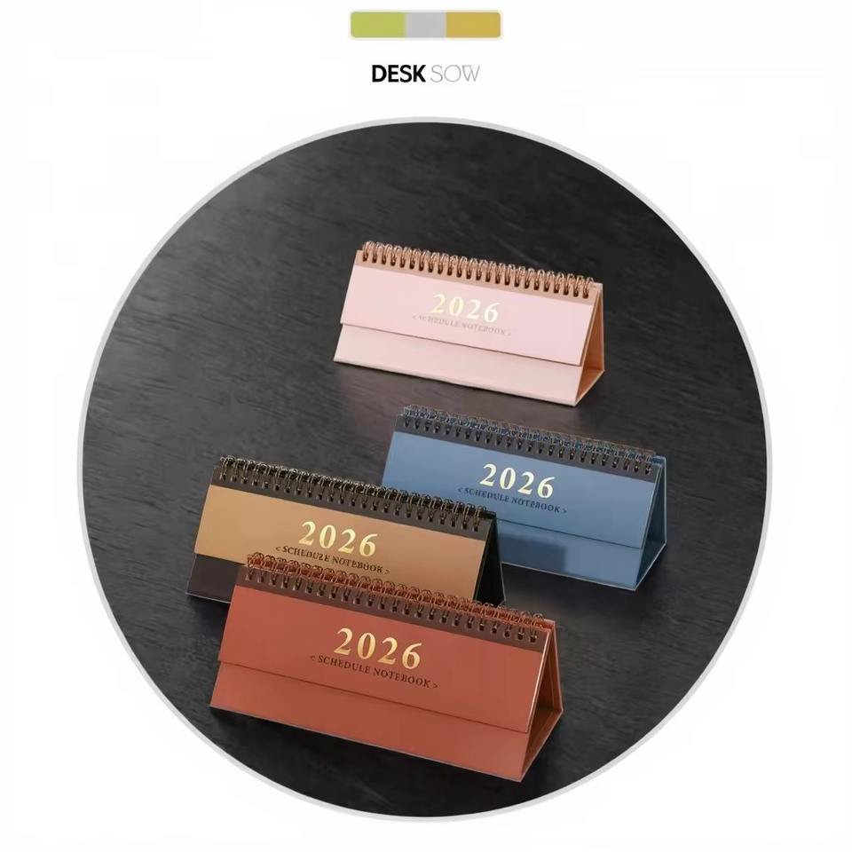 Sleek 2026 Mini Desk Calendar Twin Wire Binding Standing Digital ...