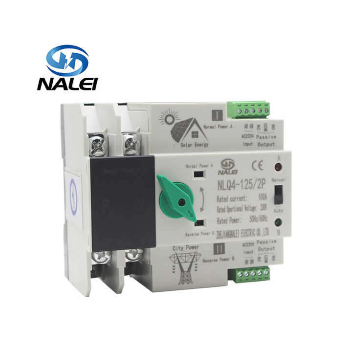 Din Rail PV ATS 2P 3P 4 Pole AC 220V 63A 125A Uninterruptible Dual Power Automatic Transfer ...