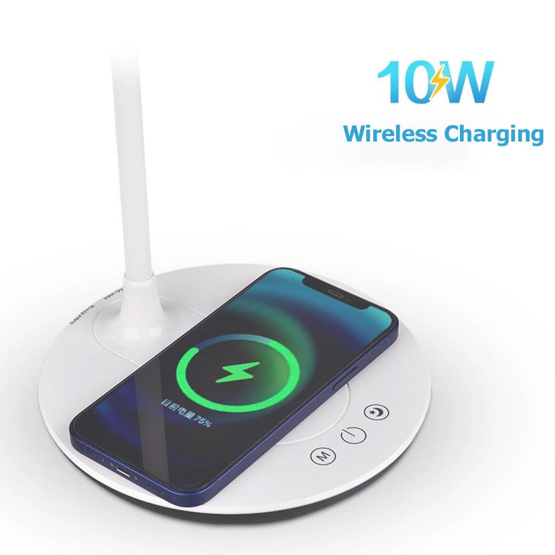 10W Wireless Charging LED Desk Lamp with Adjustable Gooseneck Eye ...