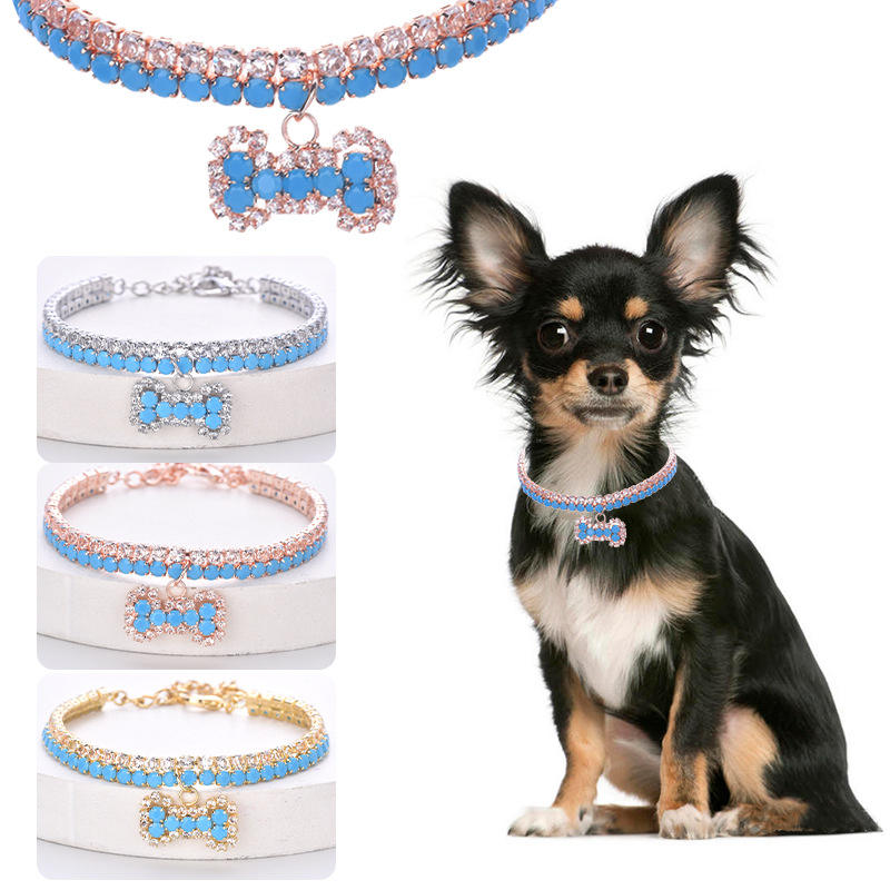 New Cloud Sea Color Block Zircon Color Preserving Pet Collar Cat and ...