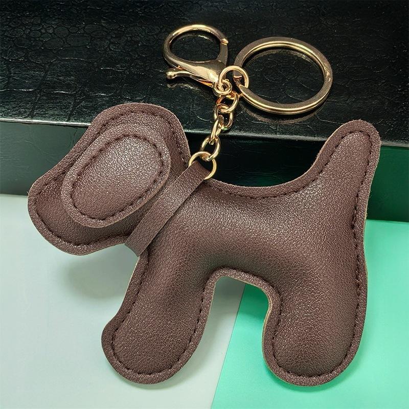 Cute Cartoon Dog Keychain PU Leather Bag Charm Car Key Ring Pendant ...