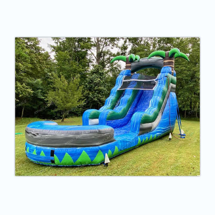 17' Blue Crush inflatable water slide with pool, backyard inflatable ...