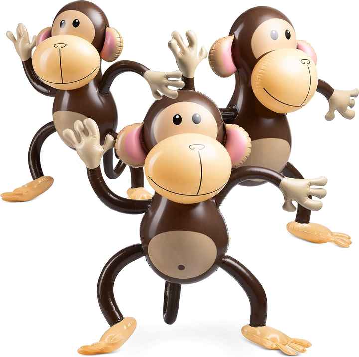 Large Inflatable Monkey (Pack of 3) 27-Inch Monkeys for Baby Shower ...