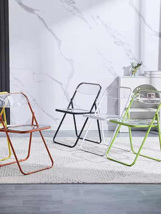 Transparent Plastic Dining Chairs - Foldable & Stylish
