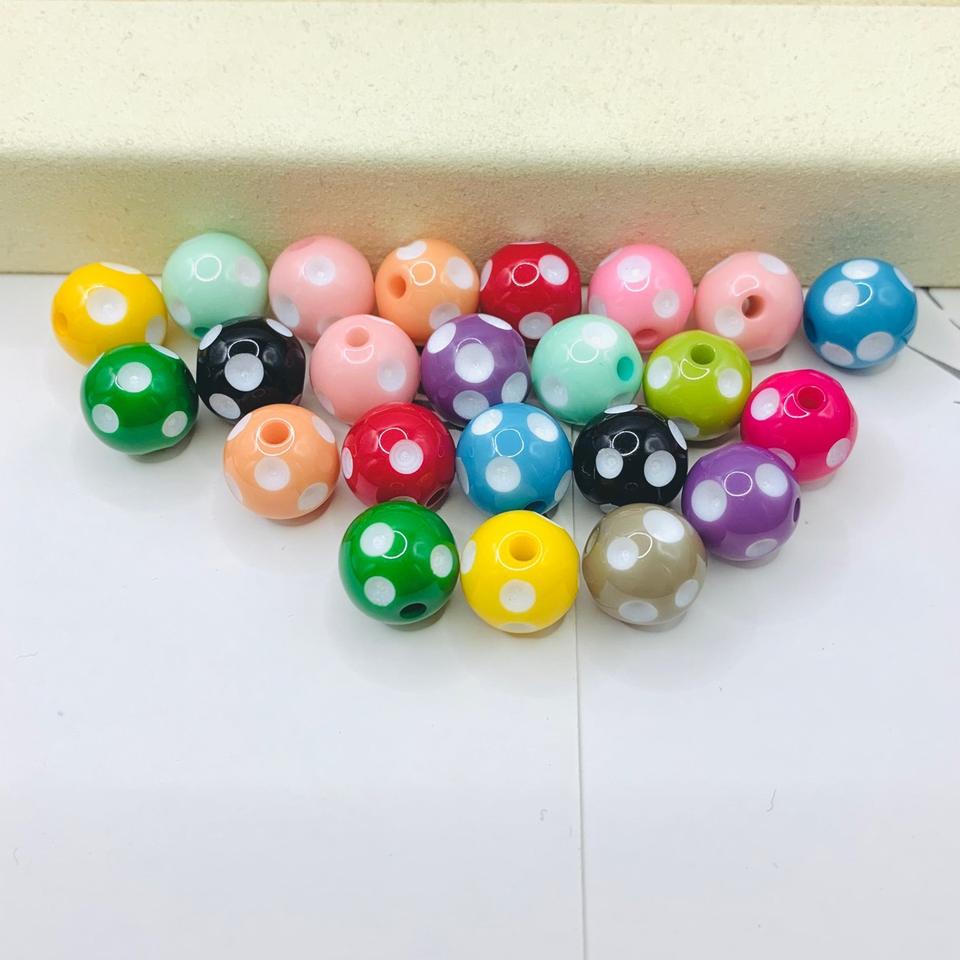 Colorful Acrylic Chunky Beads for Jewelry Making 100pc/bag Polka Dot ...