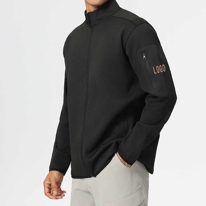 Men's Outdoor Windproof Sports Jacket Stand Collar Arm Zip Pocket ...