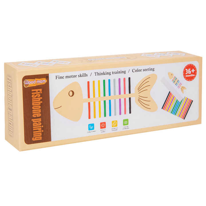 Newest Design Wooden Fishbone Color Sorting Matching Game Children ...
