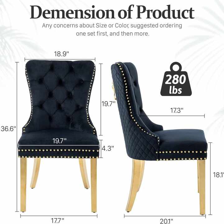 Modern Button Tufted Dining Chairs with Stainless Steel Legs