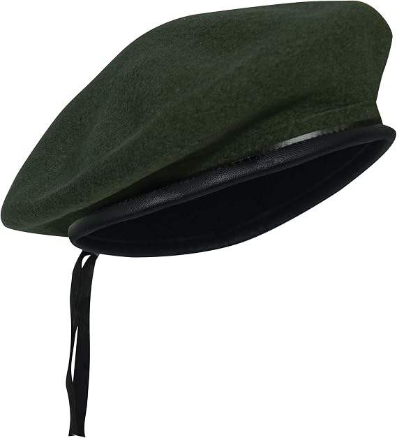 Custom Metal Embroidery Logo Adjustable Olive Green Wool Beret Hat for ...