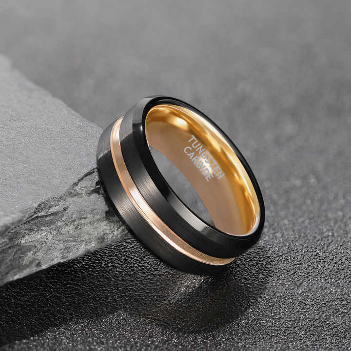 OLAN Tungsten Carbide Ring - Free Engraving & Blue Line Inlay