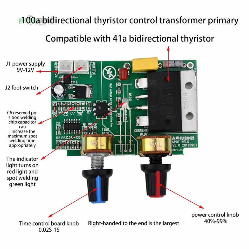 41A 100A Digital Spot Welding Machine Time Current Control Display Spot ...