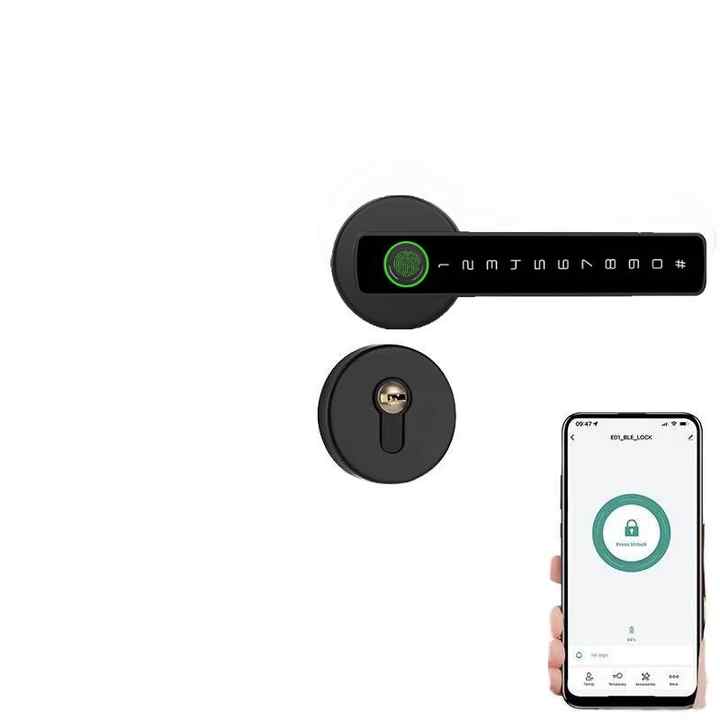 wooden door WiFi smart door lock biometric fingerprint electronic ...