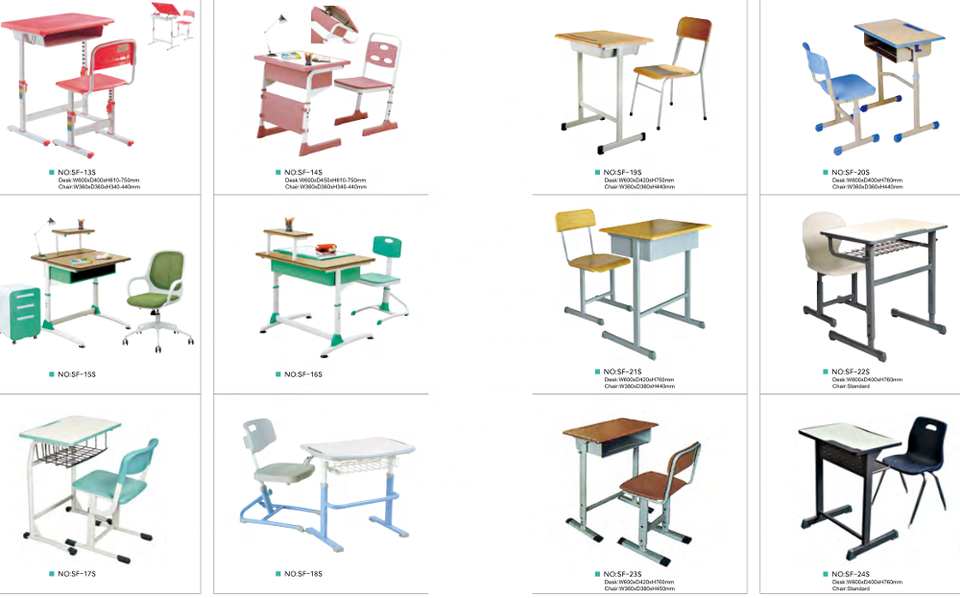 Modern School Chair with Desk Durable Wooden Student Table Plastic ...