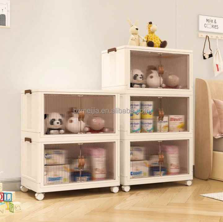 Foldable Stackable Plastic Storage Cabinet Folding Box Closet Organizer ...