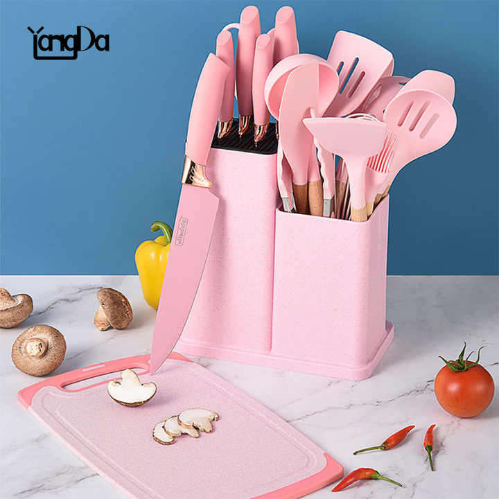 T1 Hot Selling Silicone Cooking Utensil With Wooden Handle 19 Piece Set ...