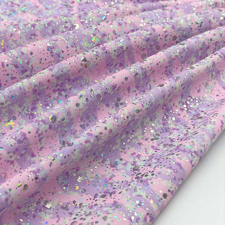 High Quality pink Glitter Foil Fabric Nylon Spandex 4 Way Stretch ...