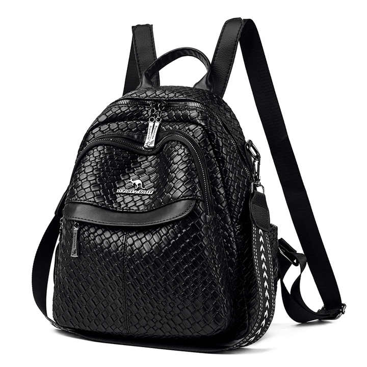 2024 Classic Design Black PU Leather Anti Theft Backpack