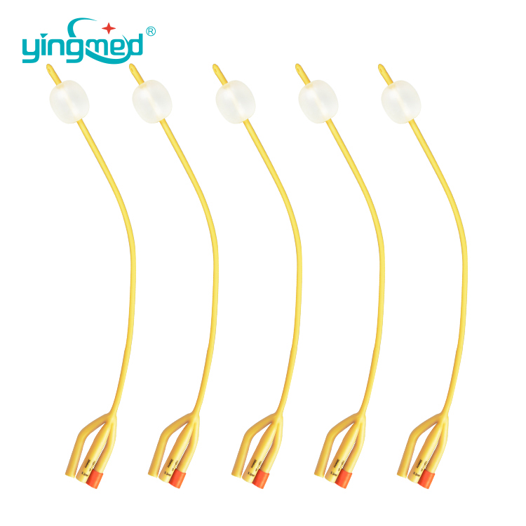 Silicone Coated Latex Foley Catheter - 3-Way Urine Drainage