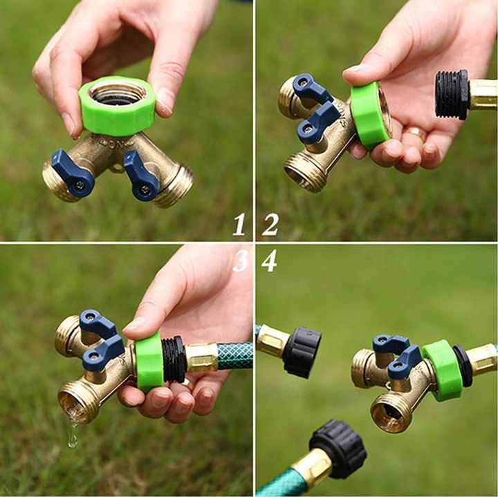 Metal Garden Hose Splitter Hose Bib Y Splitter Faucet 2 Way Brass ...
