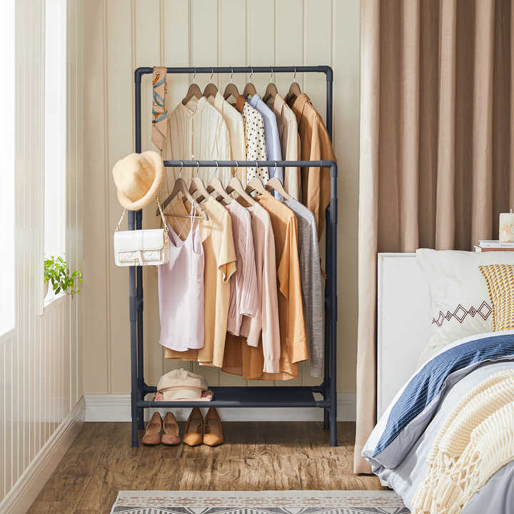 SONGMICS Double Rod Clothes Hanger - Save Space & Organize