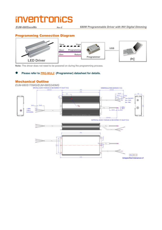 Inventronics EUM-680S15AMG 680W IP67 Waterproof AC-DC LED Driver ...