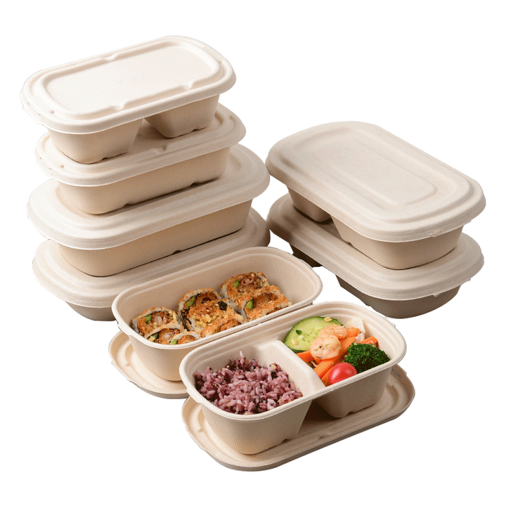 Eco Food Packaging Boxes Biodegradable 850ml White Lunch Boxes With Lid ...