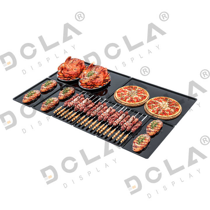 Deli Meat Display Tray Black Plastic Tray for Butcher Shop Supermarket ...