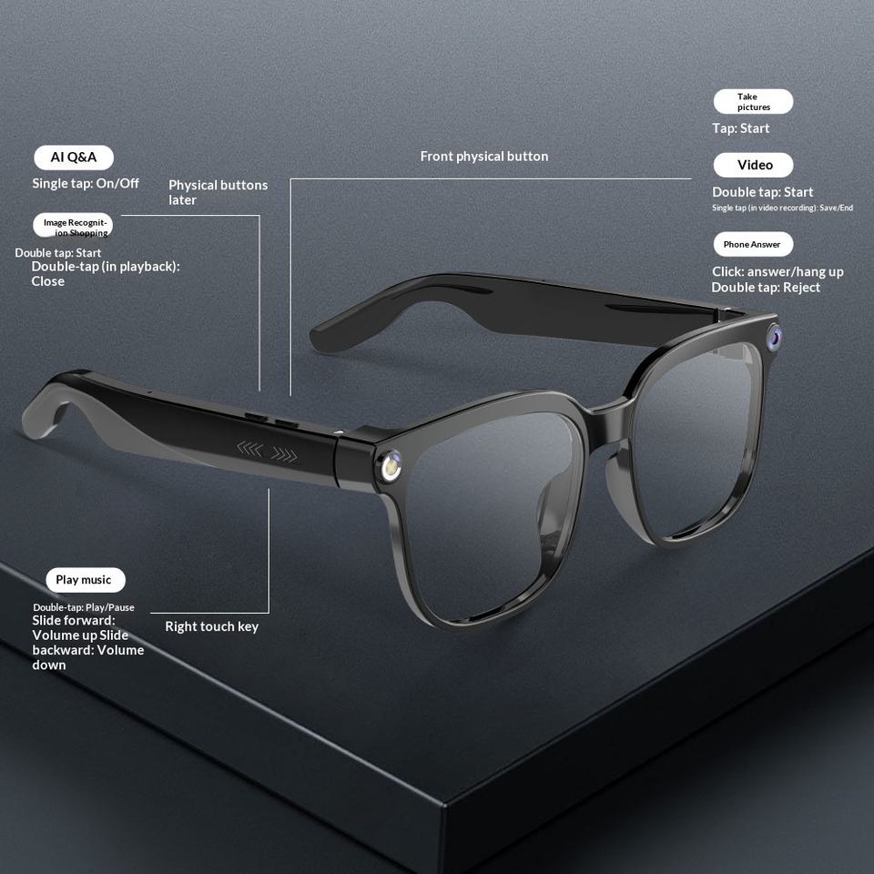 New AI Smart Glasses Camera 1080P Anti-shake for Music Video View ...