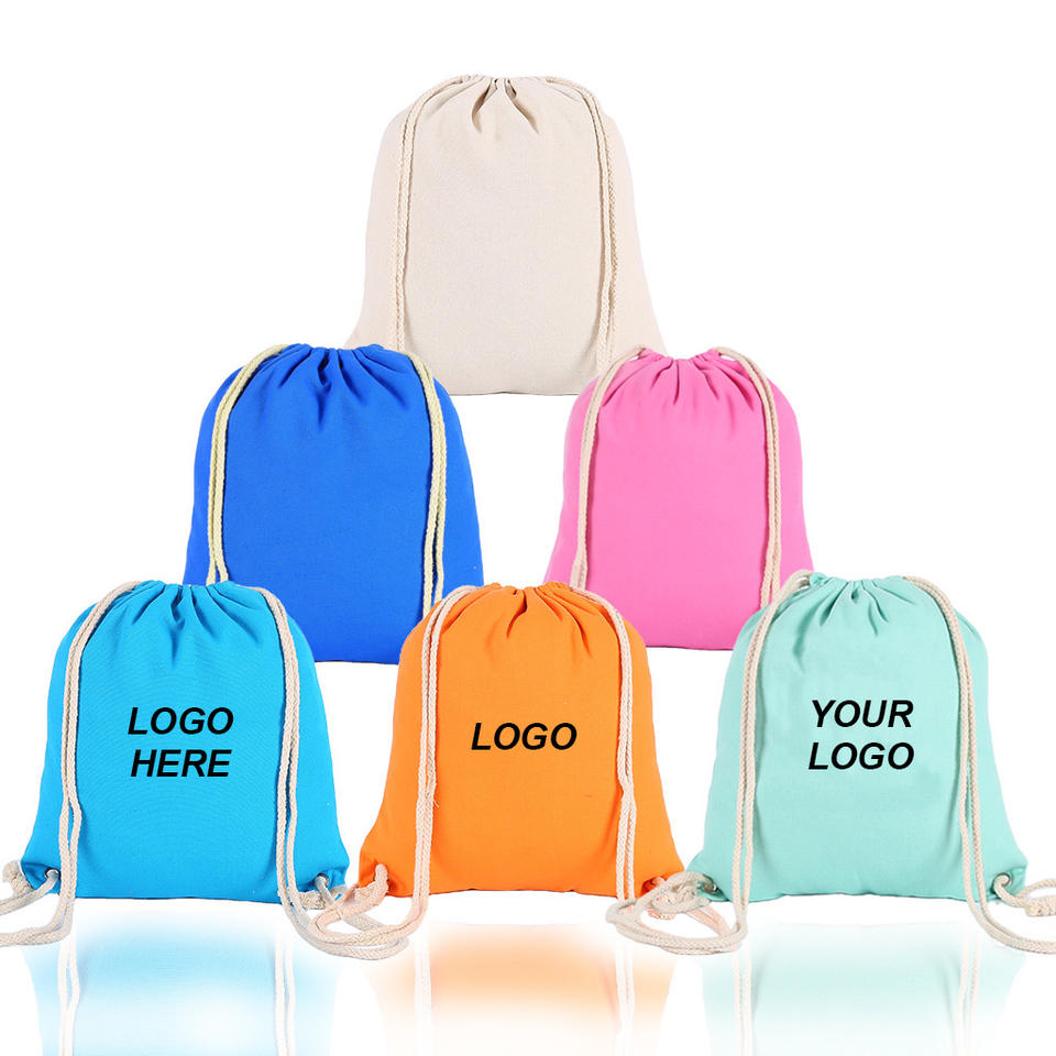 MOQ 100pcs Custom Logo Blank Canvas Drawstring Backpack Unisex Sports ...