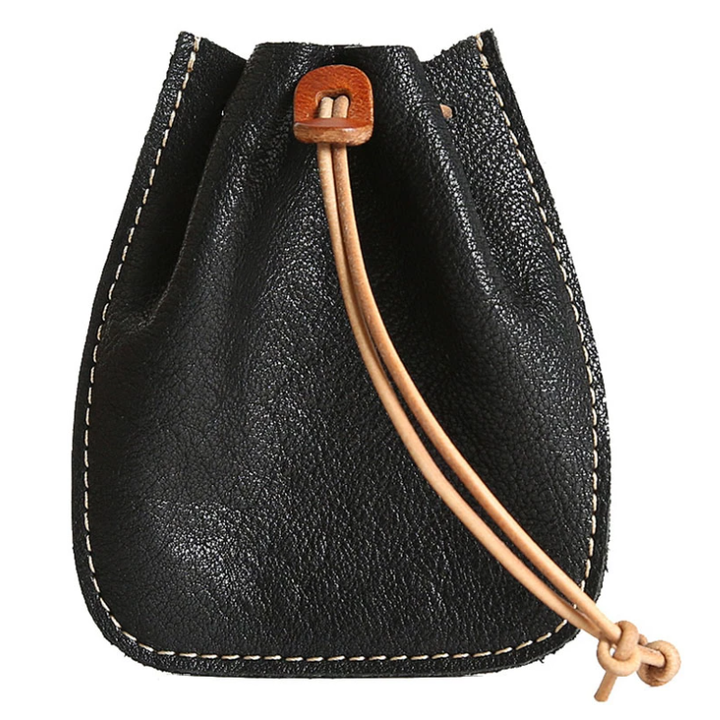 Medieval Style Leather Drawstring Coin Pouch - LARP Bag
