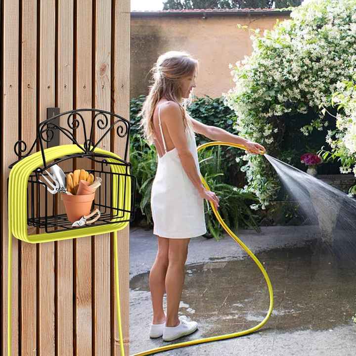 Heavy Duty Water Hose Rack Metal Wall Mount Garden Hose Holder with ...
