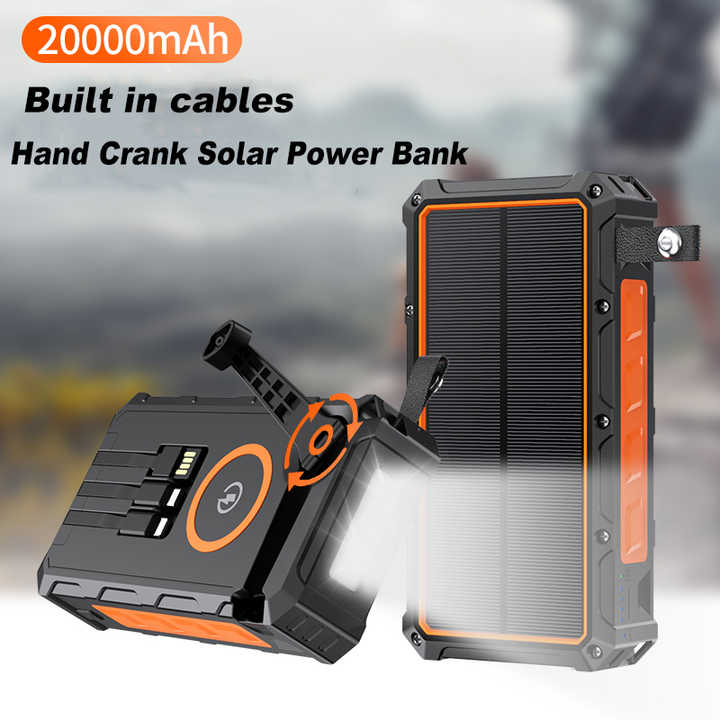 Built in Hand Crank PD22.5W Fast Charging Solar Power Bank 20000mah ...